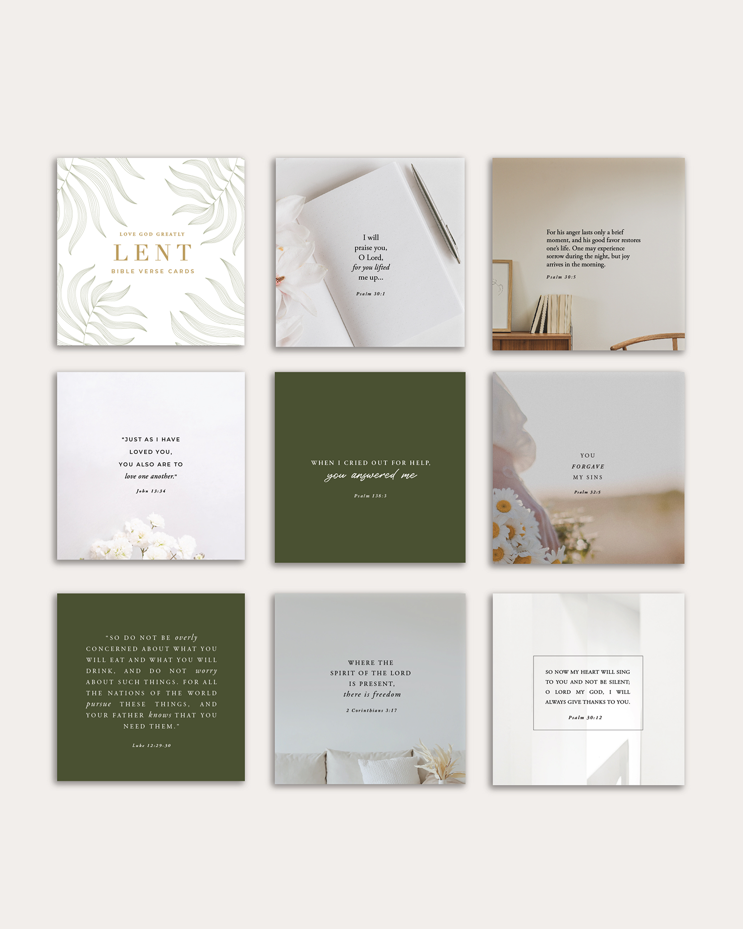 Lent Printable Cards Set (DIGITAL) – Love God Greatly